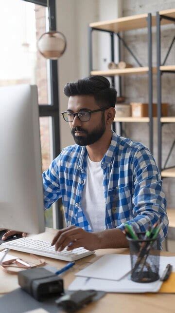 Indian Male Game Developer Using Desktop Computer With 3d Modelling Software To Design