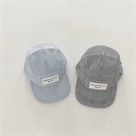 🧢스트라이프 숏챙 모자🧢챙짧은 모자 빈티지 여름 모자 가벼운 꾸러기 모자 볼캡 데일리 모자 에이블리