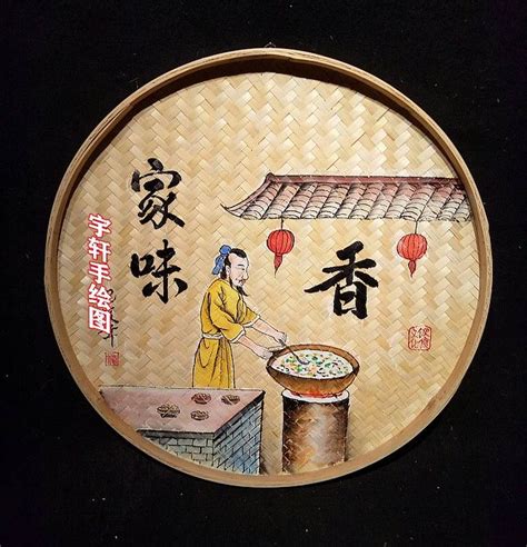 簸箕画竹编筛子画墙 竹编簸箕画 大山谷图库