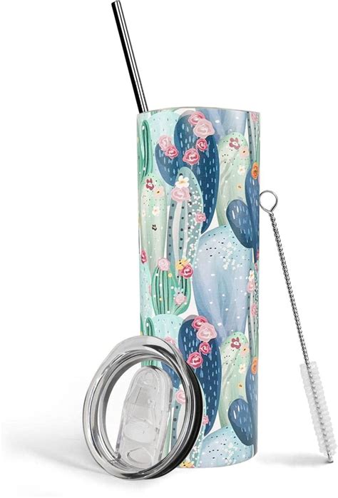 Cactus Tumbler With Lid And Straw Stainless Steel 20oz Cactus Skinny