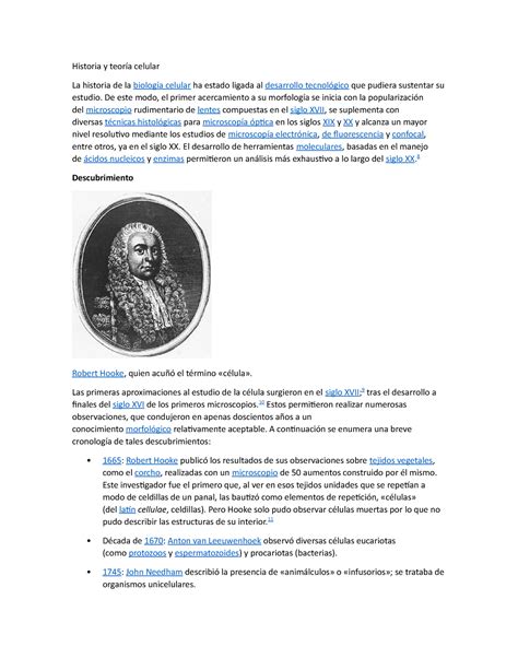 Historia Y Teoría Celular Historia Y Teoría Celular La Historia De La
