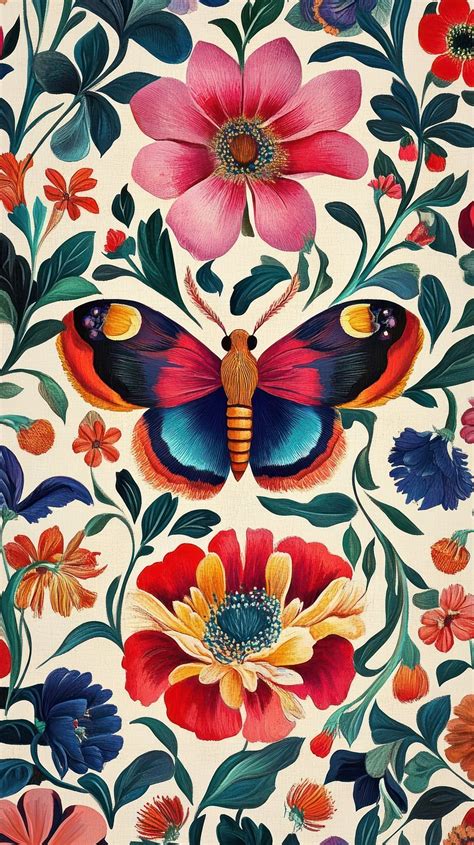 Vintage Maximalist Wallpaper Moth Pattern Free Photo Illustration