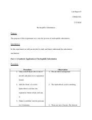 CHM L Lab Docx Lab Report CHM L Nucleophilic Substitution Purpose The