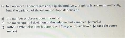 Solved 4 In A Univariate Linear Regression Explain