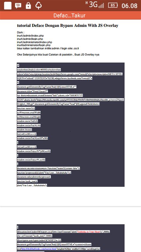 Tutorial Deface Metode Bypass Admin With JS Overlay Mr Takur