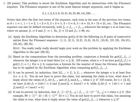 Solved Points This Problem Is About The Euclidean Chegg Com