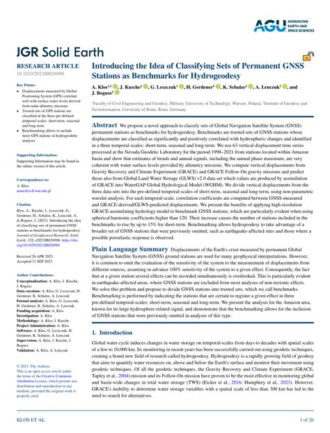 Pdf Introducing The Idea Of Classifying Sets Of Permanent Gnss Stations As Benchmarks For