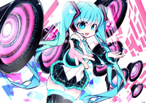 Aquaeyes Aquahair Hatsunemiku Headphones Longhair Microphone Skirt