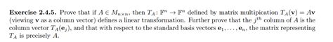 Solved Exercise 2 4 5 Prove That If AMnn Then TA FnFn Chegg Com