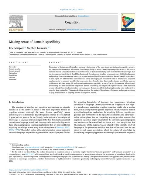 Pdf Making Sense Of Domain Specificity