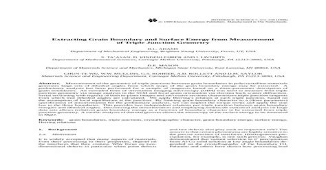 Extracting Grain Boundary And Surface Energy From Measurement Of Triple