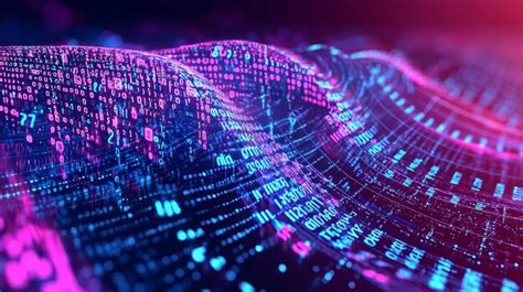 digital wave of binary data numbers in futuristic matrix visual high fidelity 3d illumination