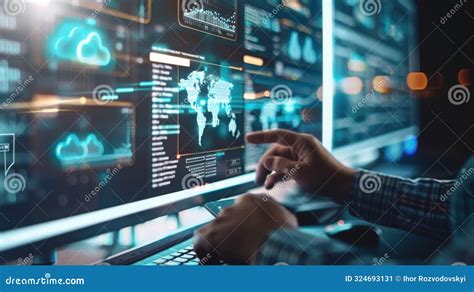 Data Science Ai And Cloud Data Concept Computer Programmer Stock