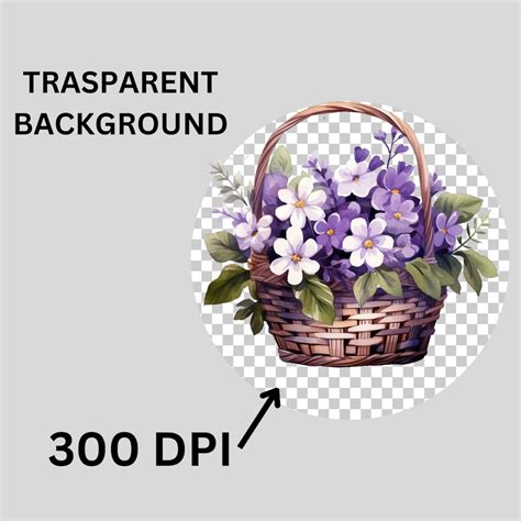 19 Violet Flower Basket Clipart Wedding Bridal Shower Violet Flower