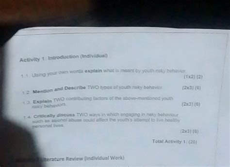 Activity Introduction Individual Usma Studyx