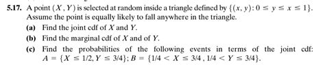 Solved A Point X Y Is Selected At Random Inside A Chegg