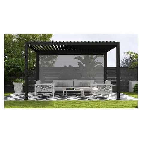 Mirador 10 X 13 Louvered Pergola With Privacy Screen Charcoal Bj