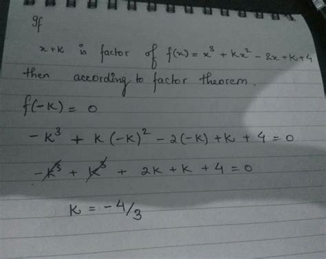 if x k is a factor of polynomial x3 kx2 2x k 4 then find the value of k free hot nude porn pic