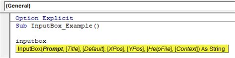 VBA InputBox Function How To Create Store Values