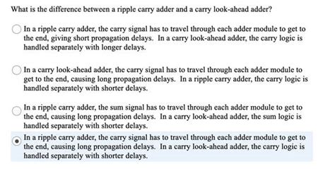 Solved What Is The Difference Between A Ripple Carry Adder And A