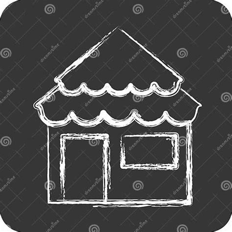 Icon Bungalow Suitable For Summer Symbol Chalk Style Simple Design