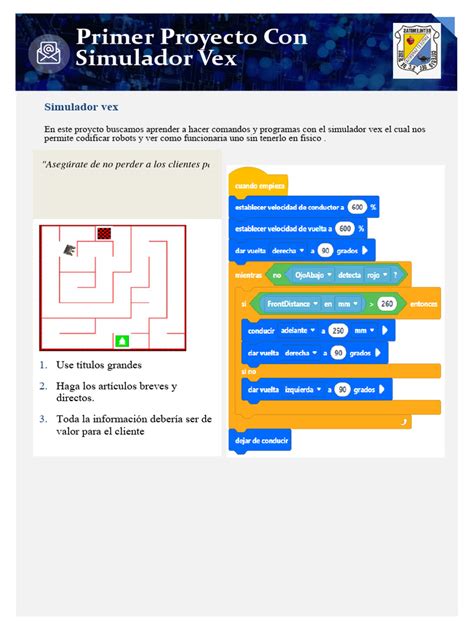 Primer Proyecto Con Simulador Vex1 Pdf Información Informática