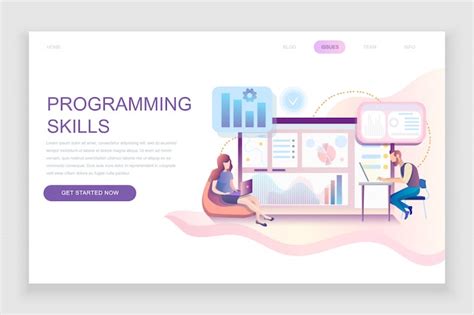 Premium Vector Flat Landing Page Template Of Programming Skills