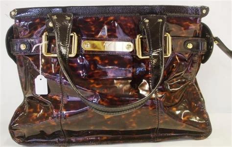 Gigli Tortoise Shell Handbag With Gold Buckle And Monogrammed Lining
