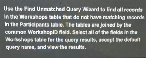 Solved Use The Find Unmatched Query Wizard To Find All Chegg