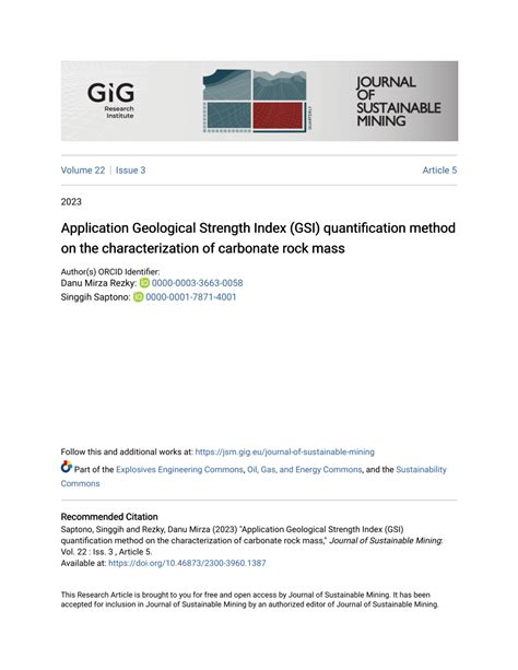 Pdf Application Geological Strength Index Gsi Quantification Method On The Characterization