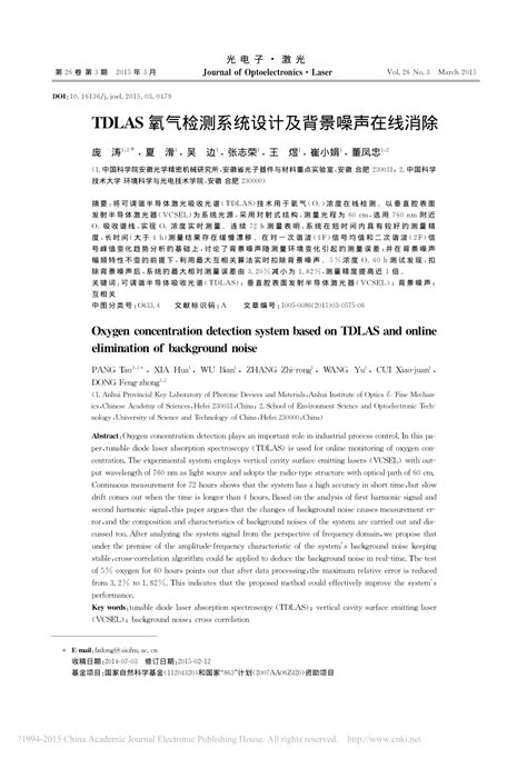 Pdf Oxygen Concentration Detection System Based On Tdlas And Online Elimination Of Background