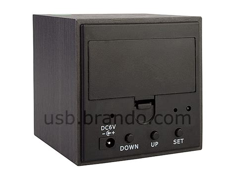 Usb Wooden Cube Alarm Clock