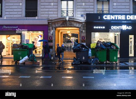 Paris France Th Mar Uncollected Trash Cans In The Streets Of Paris France On March