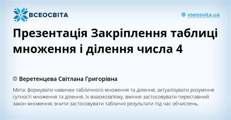 Презентація Закріплення таблиці множення і ділення числа 4
