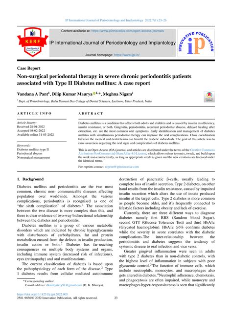 Pdf Non Surgical Periodontal Therapy In Severe Chronic Periodontitis