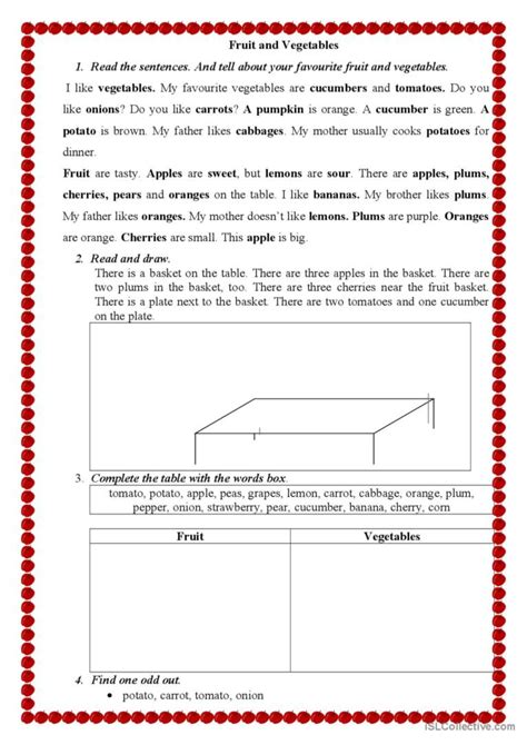 Fruit And Vegetables English Esl Worksheets Pdf And Doc Grammar