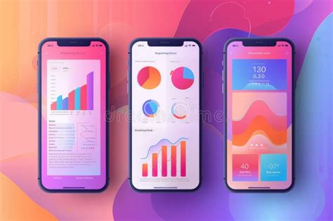 Mobile App Infographic Template With Modern Design Weekly And Annual