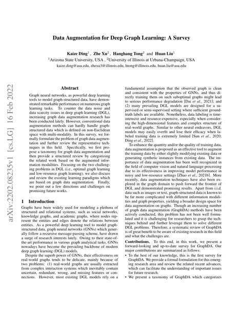 pdf data augmentation for deep graph learning a survey