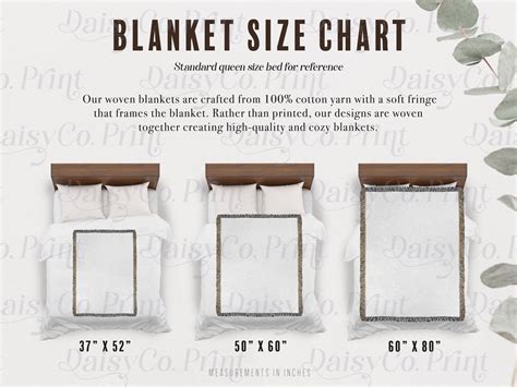 Woven Blanket Size Chart Woven Blanket Mockup Size Chart Jacquard