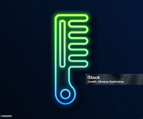 파란색 배경에 격리 된 빛나는 네온 라인 헤어 브러시 아이콘 빗 머리 기호 이발사 기호 벡터 개성 개념에 대한 스톡 벡터 아트 및 기타 이미지 Istock