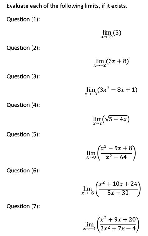 solved evaluate each of the following limits ﻿if it