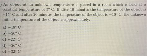 Solved An Object At An Unknown Temperature Is Placed In A