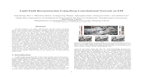 Pdf Light Field Reconstruction Using Deep Convolutional · Light
