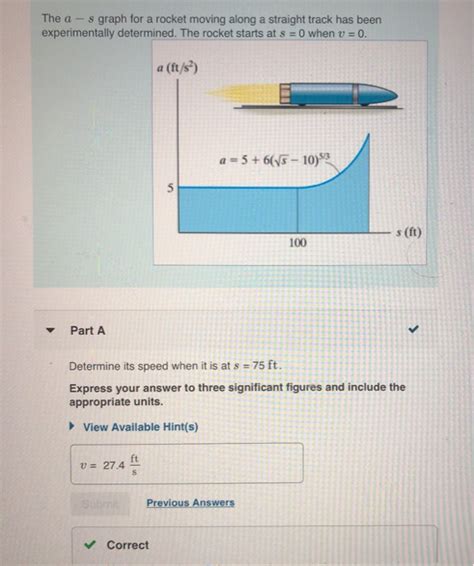 solved the a s graph for a rocket moving along a straight