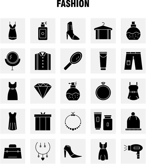 Fashion Solid Glyph Icons Set For Infographics Mobile Uxui Kit And