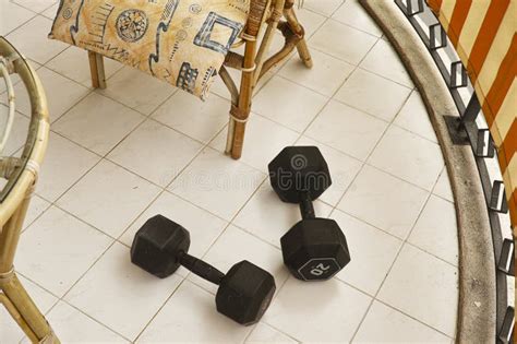Barbells On A Balcony Floor Stock Photo Image Of People Activities
