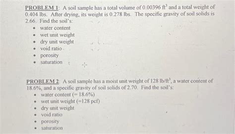 Solved Problem A Soil Sample Has A Total Volume Of Chegg Com