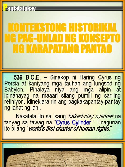 Lesson 29 Kontekstong Historikal Ng Pag Unlad Ng Konsepto Ng Karapatang
