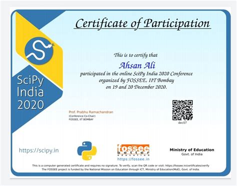 Ahsan Ali On Linkedin Thankyou Scipy Fossee Iitbombay Prof