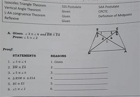 Solved Isosceles Triangle Theorem Sss Postulate Saa Postula[geometry